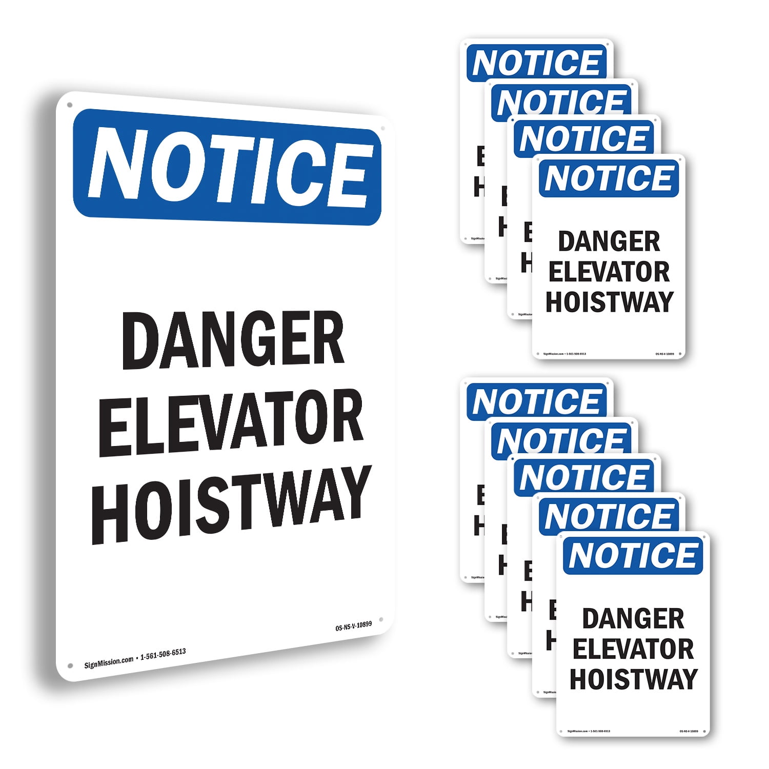 Danger Elevator Hoistway OSHA Notice Rigid Plastic Sign 18 Inch x 12 ...