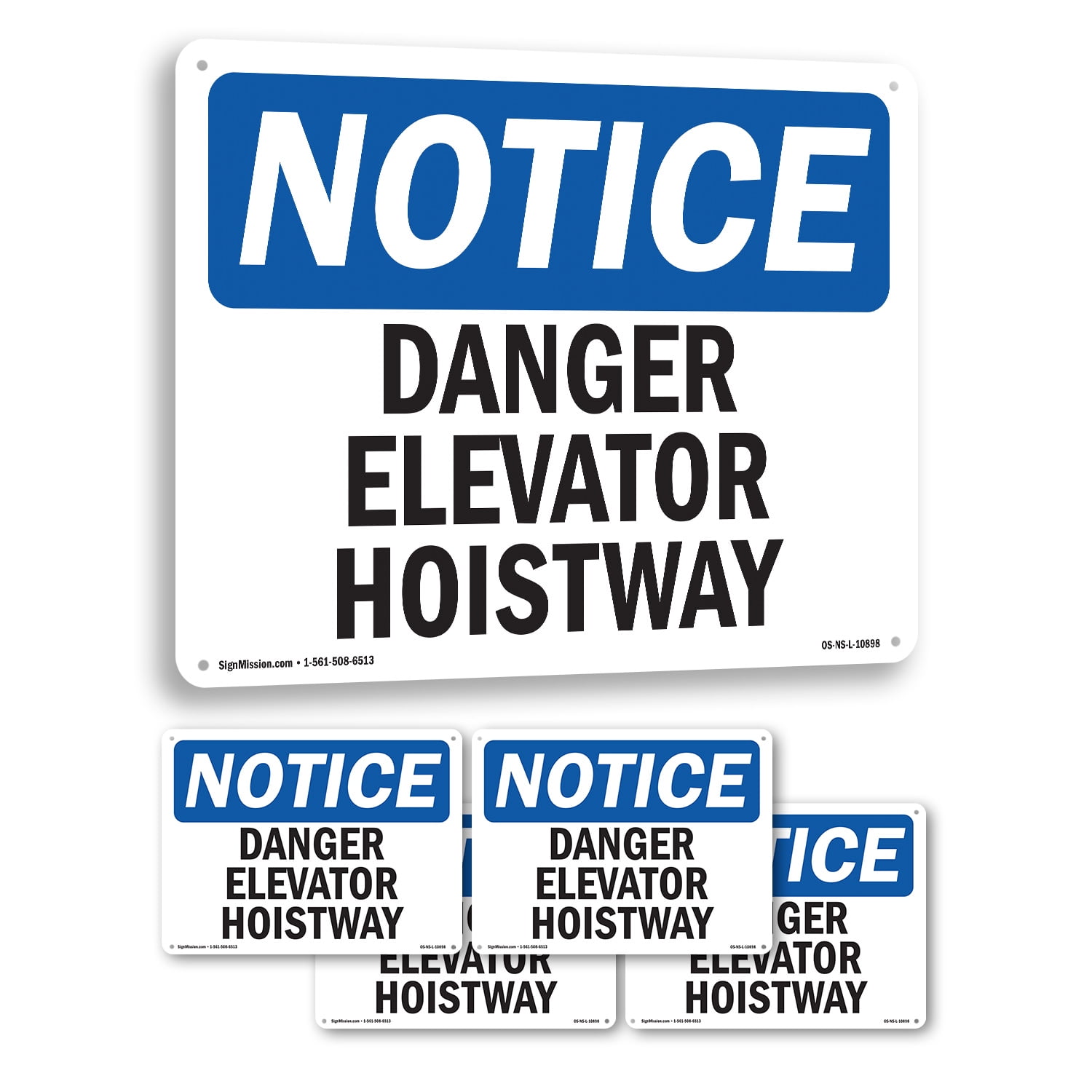 Danger Elevator Hoistway OSHA Notice Rigid Plastic Sign 18 Inch x 12 ...
