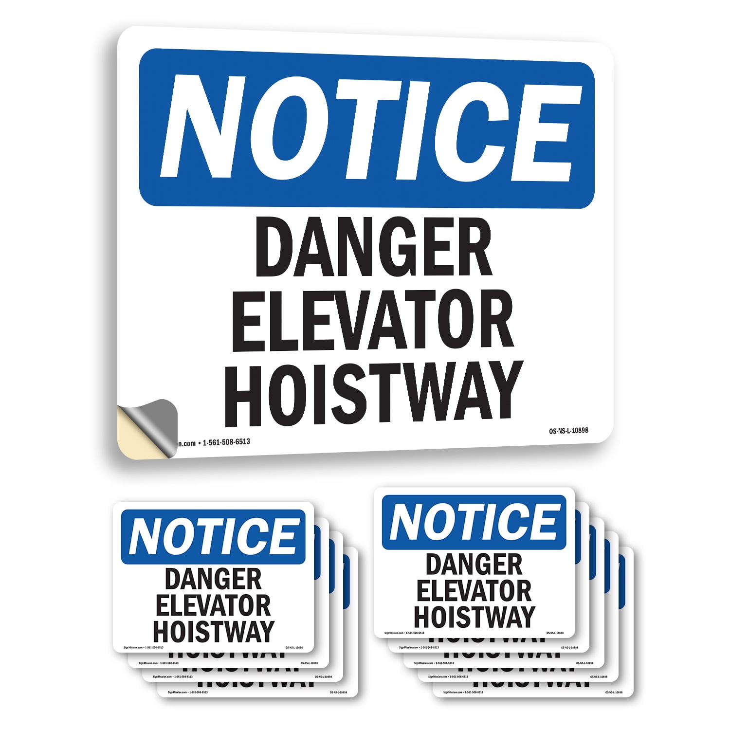 Danger Elevator Hoistway OSHA Notice Vinyl Decal Label 10 Inch x 7 Inch ...
