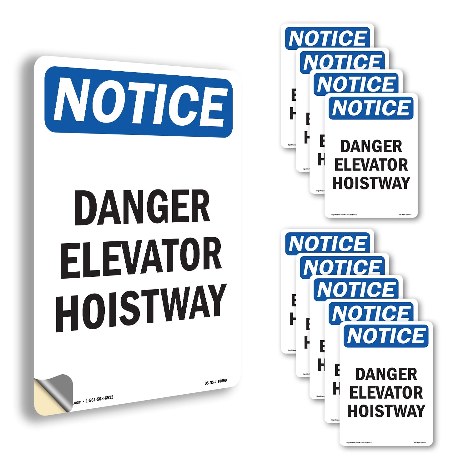 Danger Elevator Hoistway OSHA Notice Vinyl Decal Label 18 Inch x 12 ...