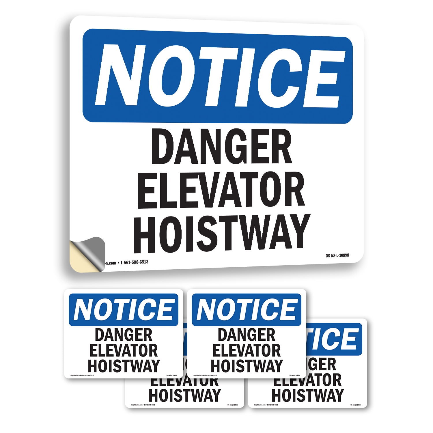Danger Elevator Hoistway OSHA Notice Vinyl Decal Label 18 Inch x 12 ...