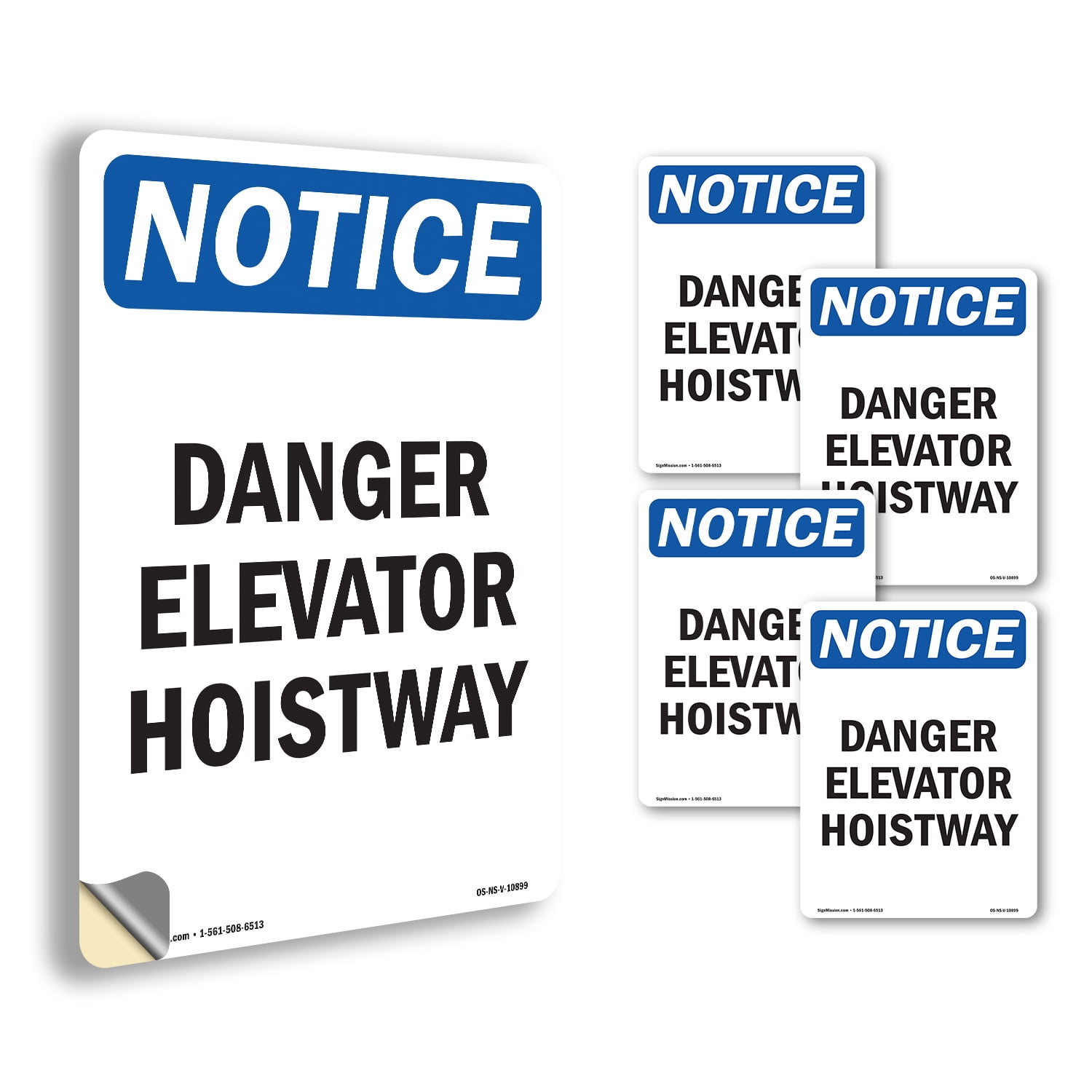 Danger Elevator Hoistway OSHA Notice Vinyl Decal Label 5 Inch x 3.5 ...