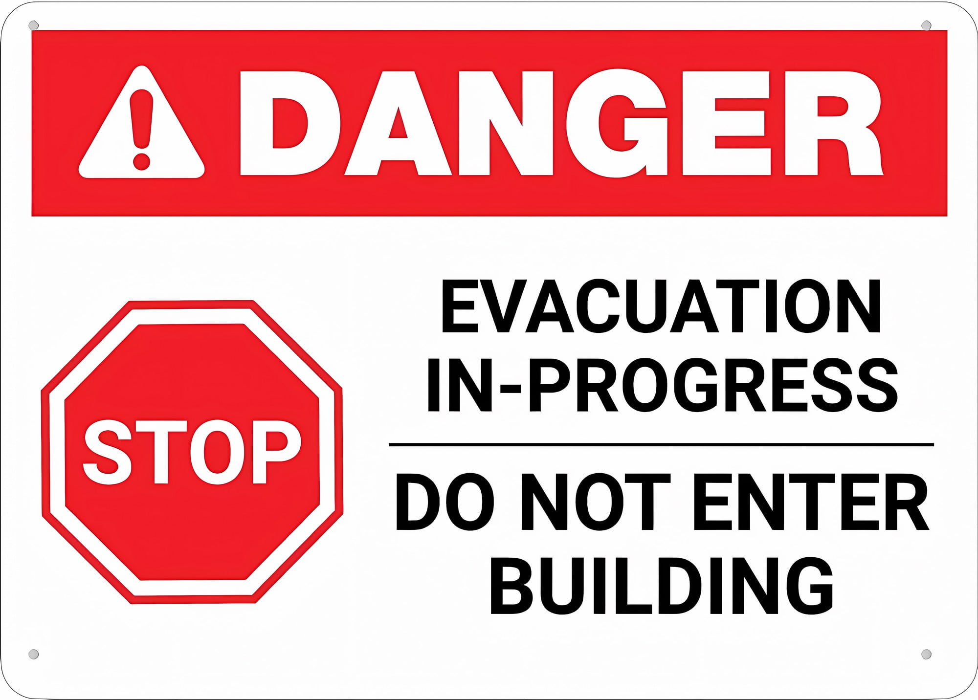 Danger Evacuation In Progress Do Not Enter Building Sign - 8"x12 ...