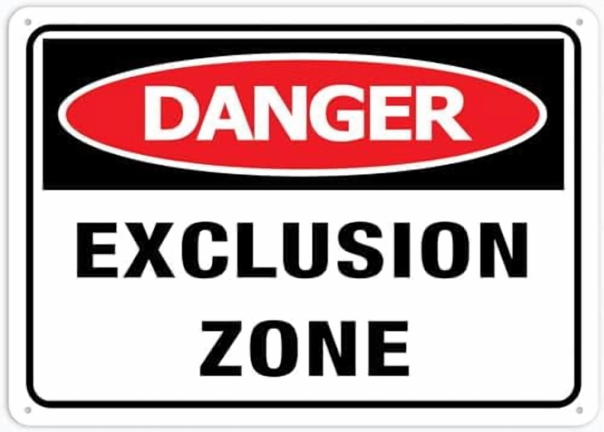 Danger Exclusion Zone Sign For House 12" X 8" Yard Sign, Premium ...