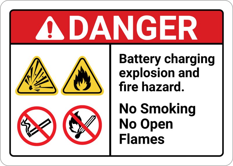 Danger Explosion Hazard Battery Charging Explosion And Fire Hazard ...
