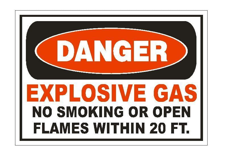 Danger Explosive Gas Metal Sign Safety Sign Decal Label D882 No Smoking ...