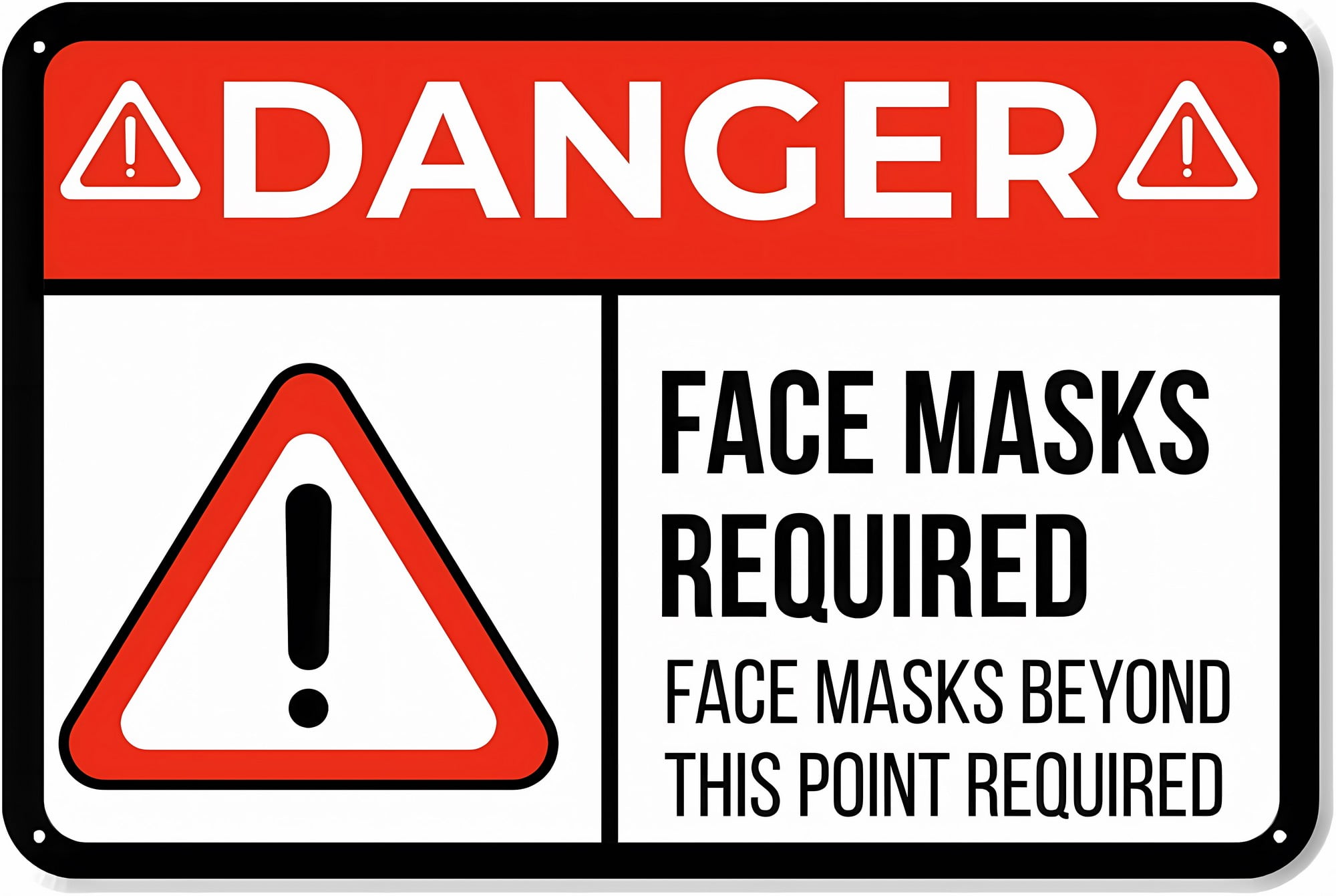 Danger Face Masks Required No Entry PVC Safety Sign 8"x12" - Premium ...