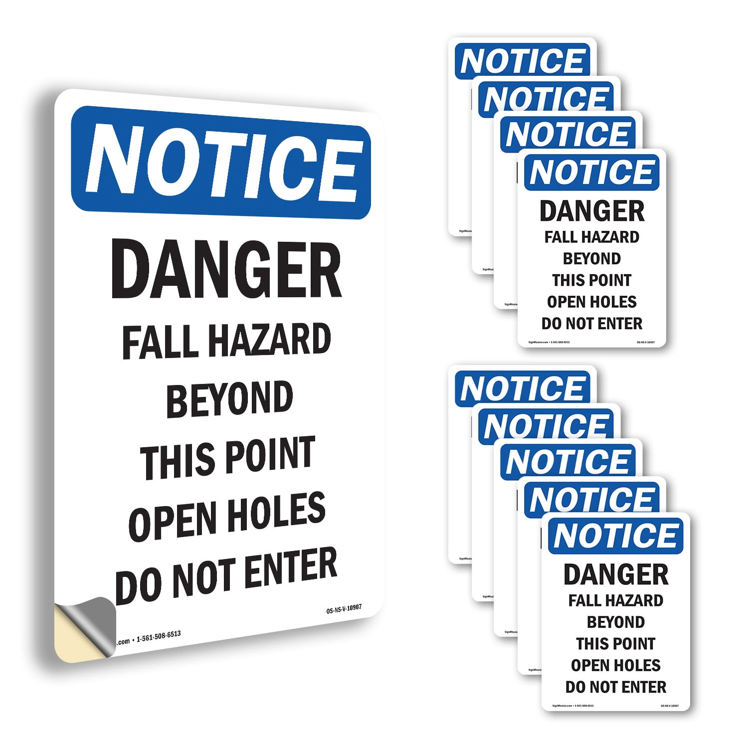 Danger Fall Hazard Beyond This OSHA Notice Vinyl Decal Label 18 Inch x ...