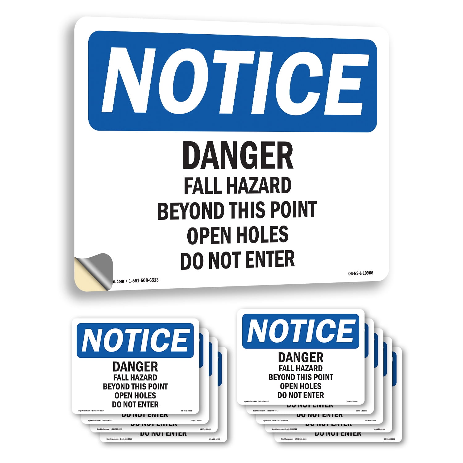 Danger Fall Hazard Beyond This Point Open OSHA Notice Vinyl Decal Label ...