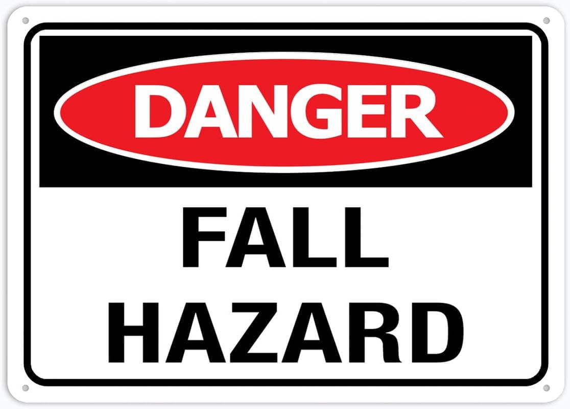 Danger Fall Hazard For Business 8X12 in Rust Free Aluminum Uv Printed 4 ...