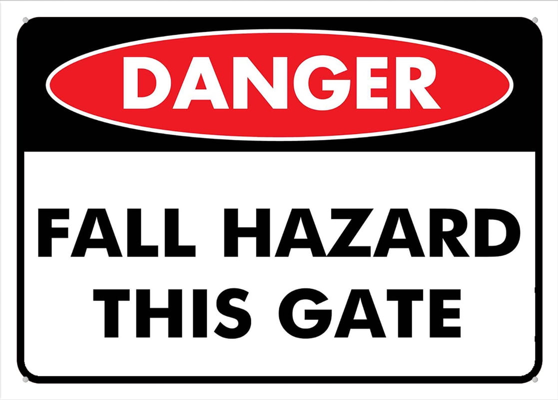 Danger Fall Hazard This Gate Sign For House Door Office Business Yard ...