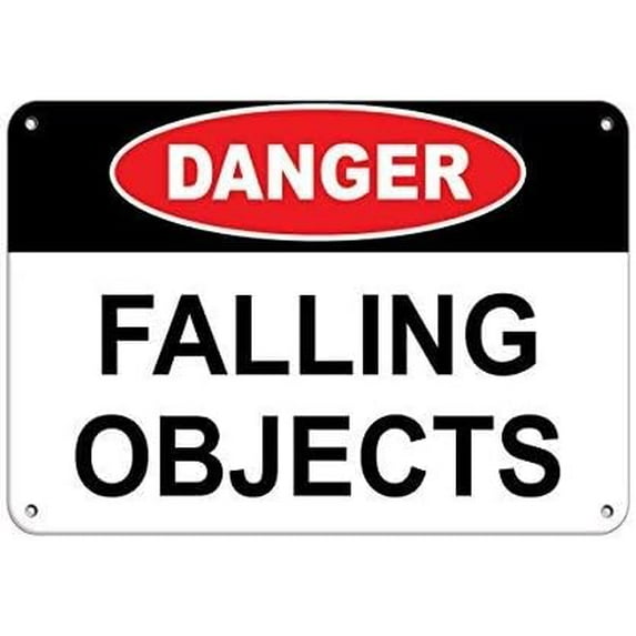 Danger Falling Objects Hazard Sign Construction Sign Metal Sign 8 X 12 ...