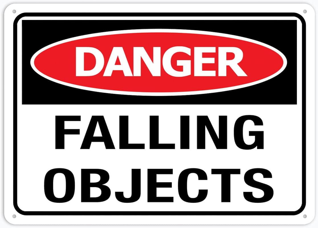 Danger Falling Objects Outdoor Uv Printed Rust Free Aluminum 12 X 8 In ...