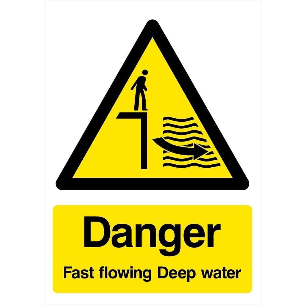 Danger Fast Flowing Deep Water Sign Safety & Warning Signs Metal ...