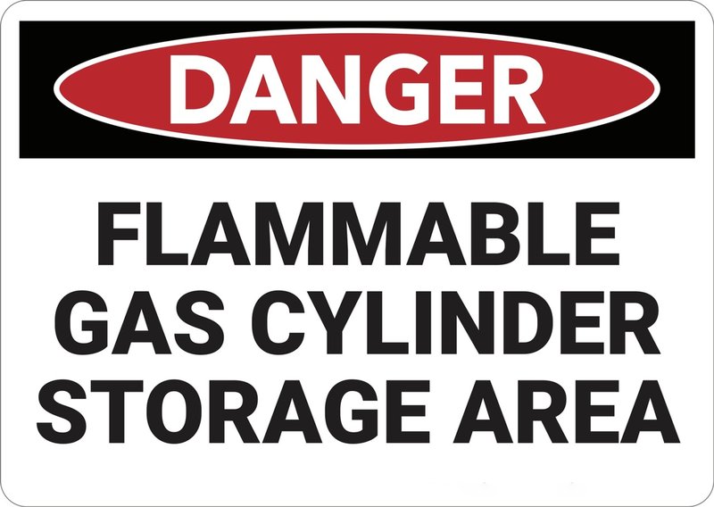 Danger Flammable Gas Cylinder Storage Area Retro Metal Tin Signs 12X8 ...