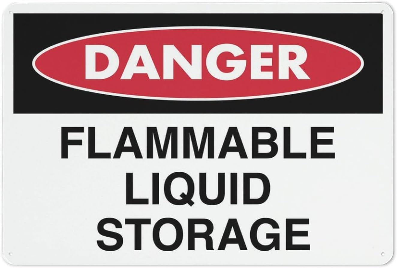 Danger Flammable Liquid Storage Sign Safe Sign, Signs Outdoor, 12 X 8 ...