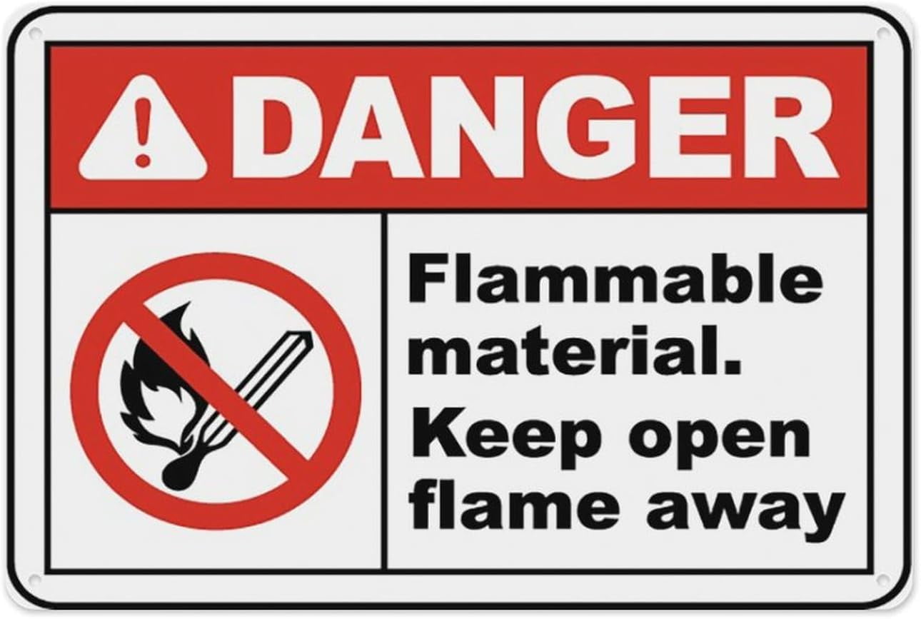 Danger Flammable Material Sign 8"x12" - Aluminum Tin Warning for Home ...