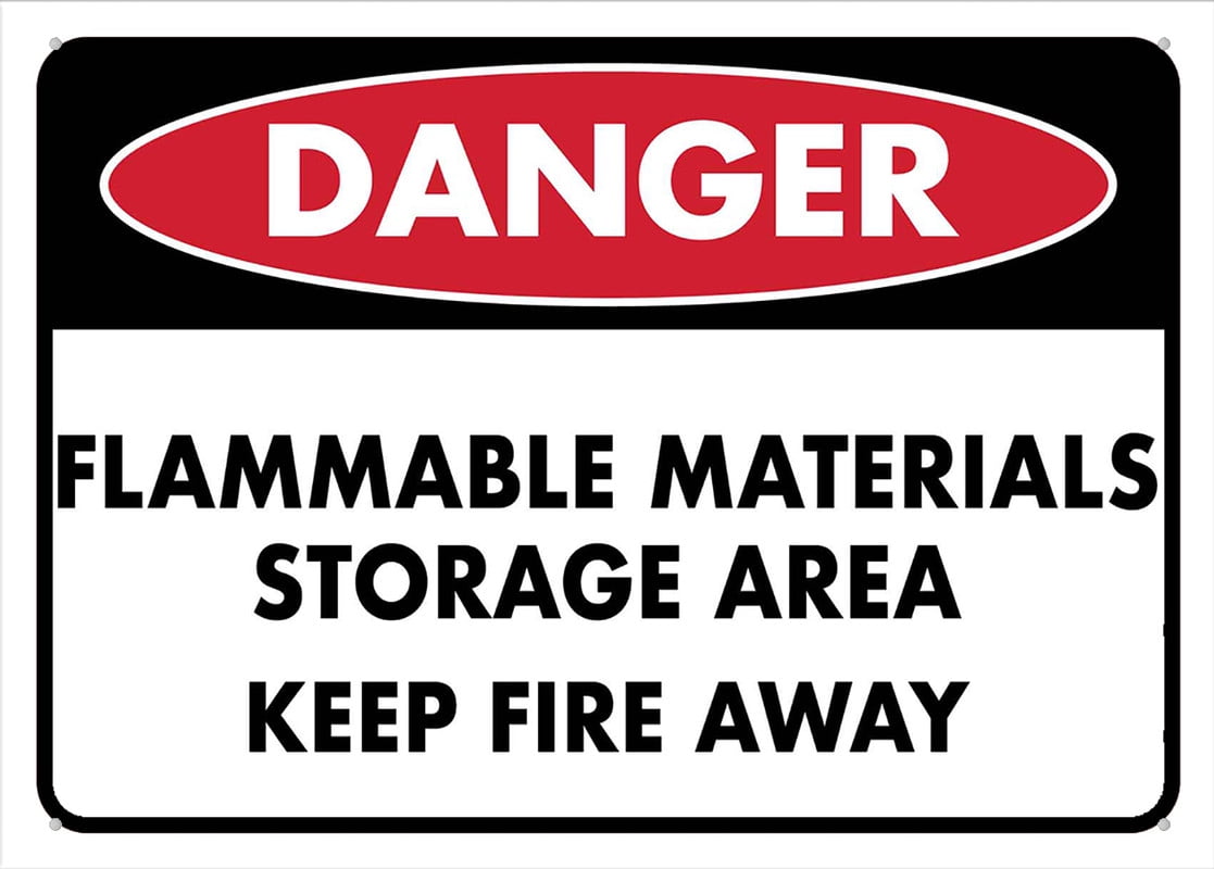 Danger Flammable Materials Storage Area Keep Fire Away Sign Metal 12X8 ...