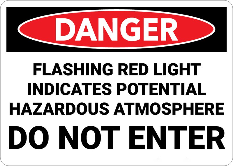 Danger Flashing Red Light Indicates Hazardous Atmosphere Do Not Enter ...