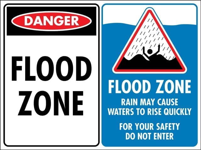 Danger Flood Zone Sign, 12 X 8 Inches Rust Free Aluminum Metal Sign ...