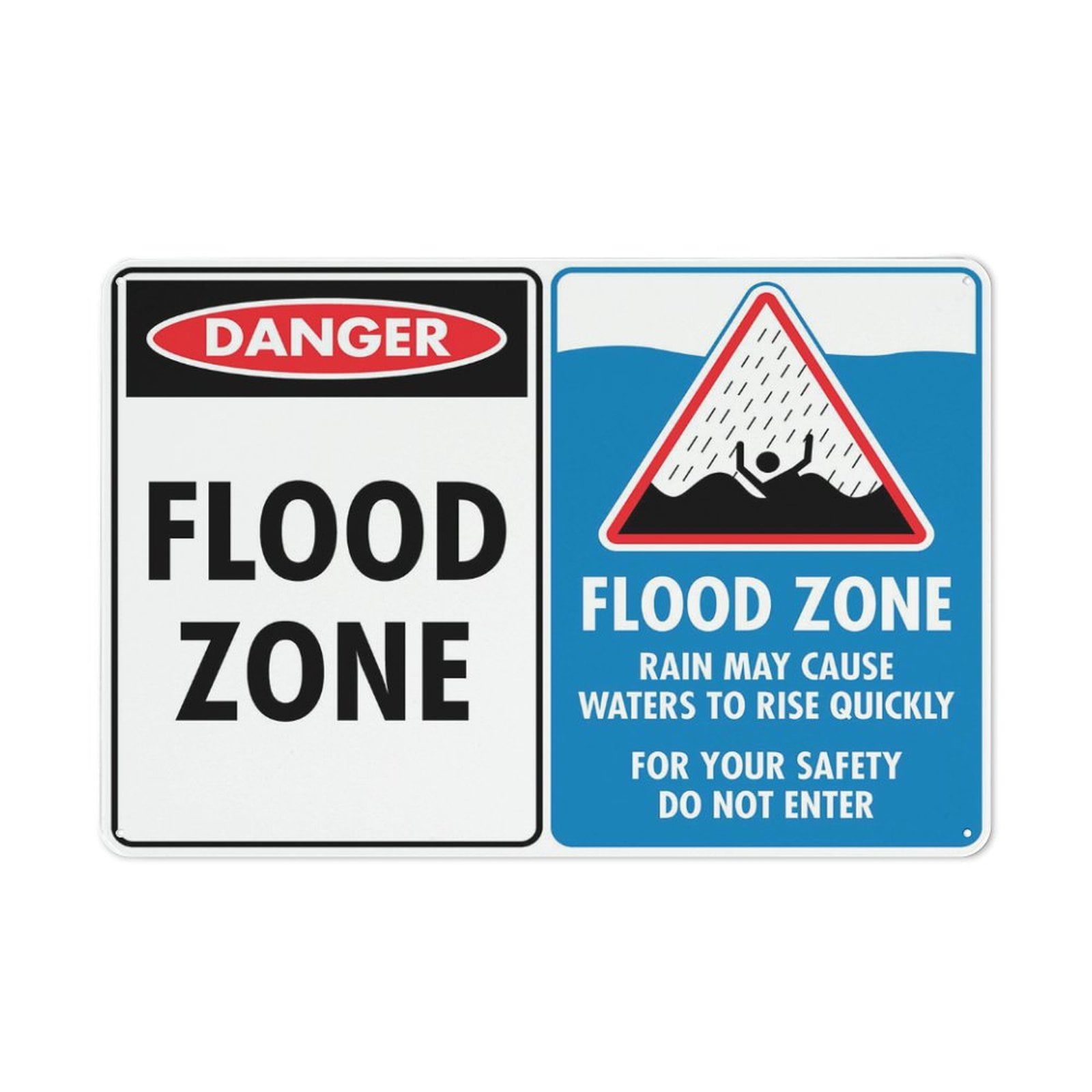 Danger Flood Zone Sign Warning Sticker-Security Sign Outdoor Sign 12 X ...