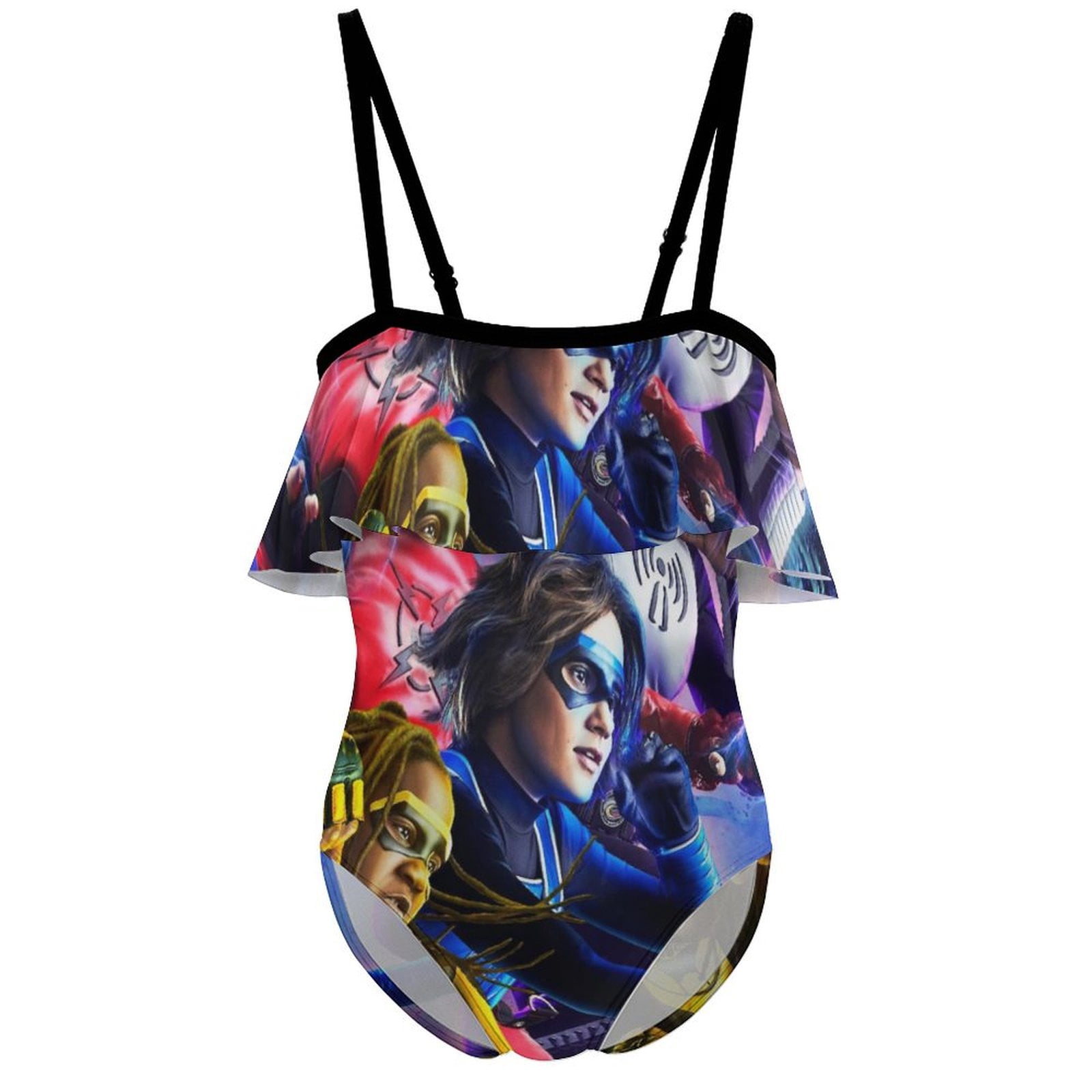 Danger Force Kids One-piece Swimsuit Adjustable Off Shoulder Ruffle ...