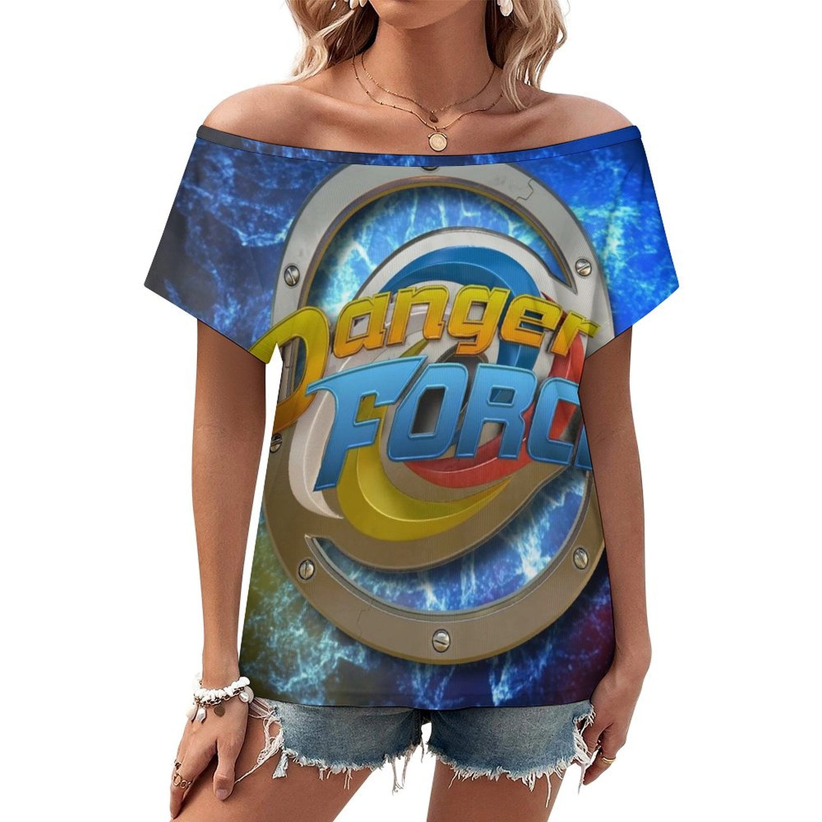 Danger Force Logo Women's T Shirt Short Sleeve Off Shoulder Tee Shirt ...