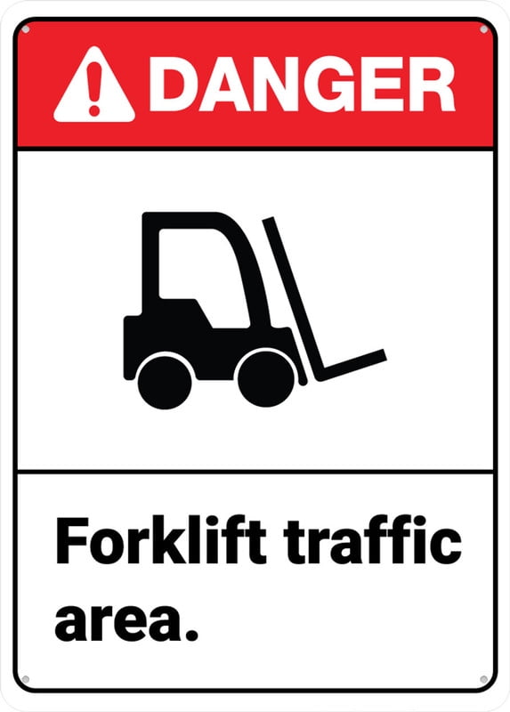 Danger Forklift Traffic Area Sign For Business 8"X12" Rust Free Aluminum Uv Printed,4 Pre ...