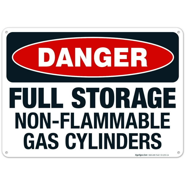 Danger Full Storage Non-Flammable Gas Cylinders Sign, OSHA Danger Sign ...