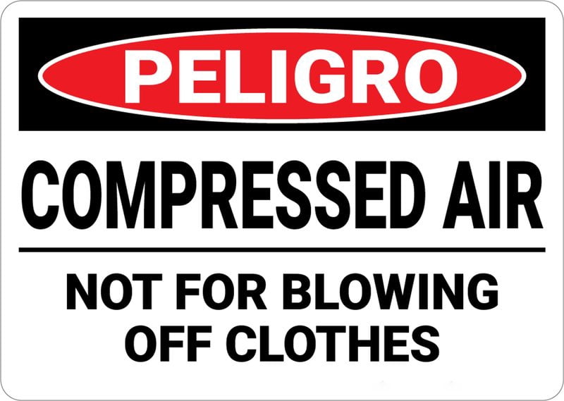 Danger Gas Compressed Air Not For Blowing Off Clothes Sign Safety ...
