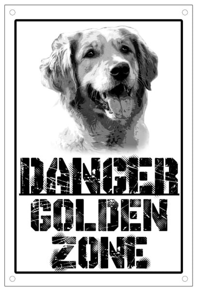 Danger! Golden Retriever Guarding This Area - Metal Warning Sign，Beware ...
