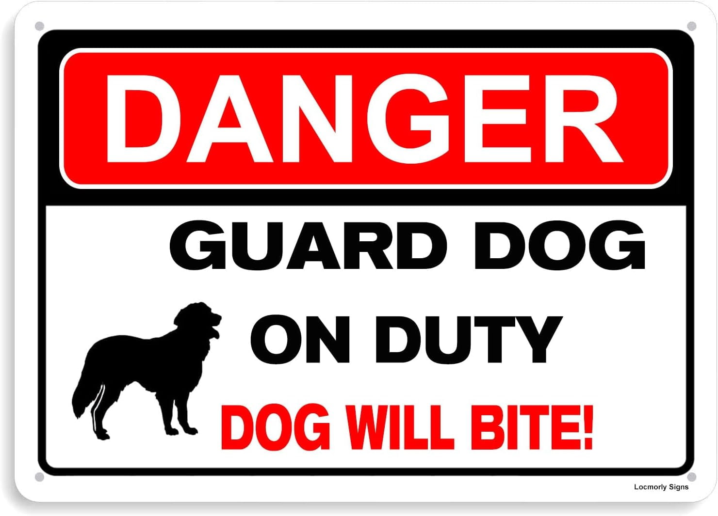 Danger Guard Dog on Duty Sign, 8x12 Inch, Aluminum Beware of Dog, Dog ...