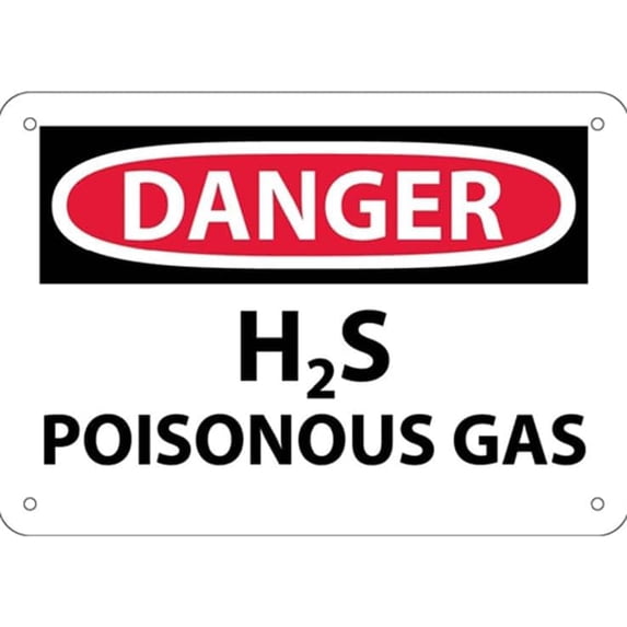 Danger H2S Poisonous Gas Sign - Chemical and HazMat Metal Sign 8x12 ...