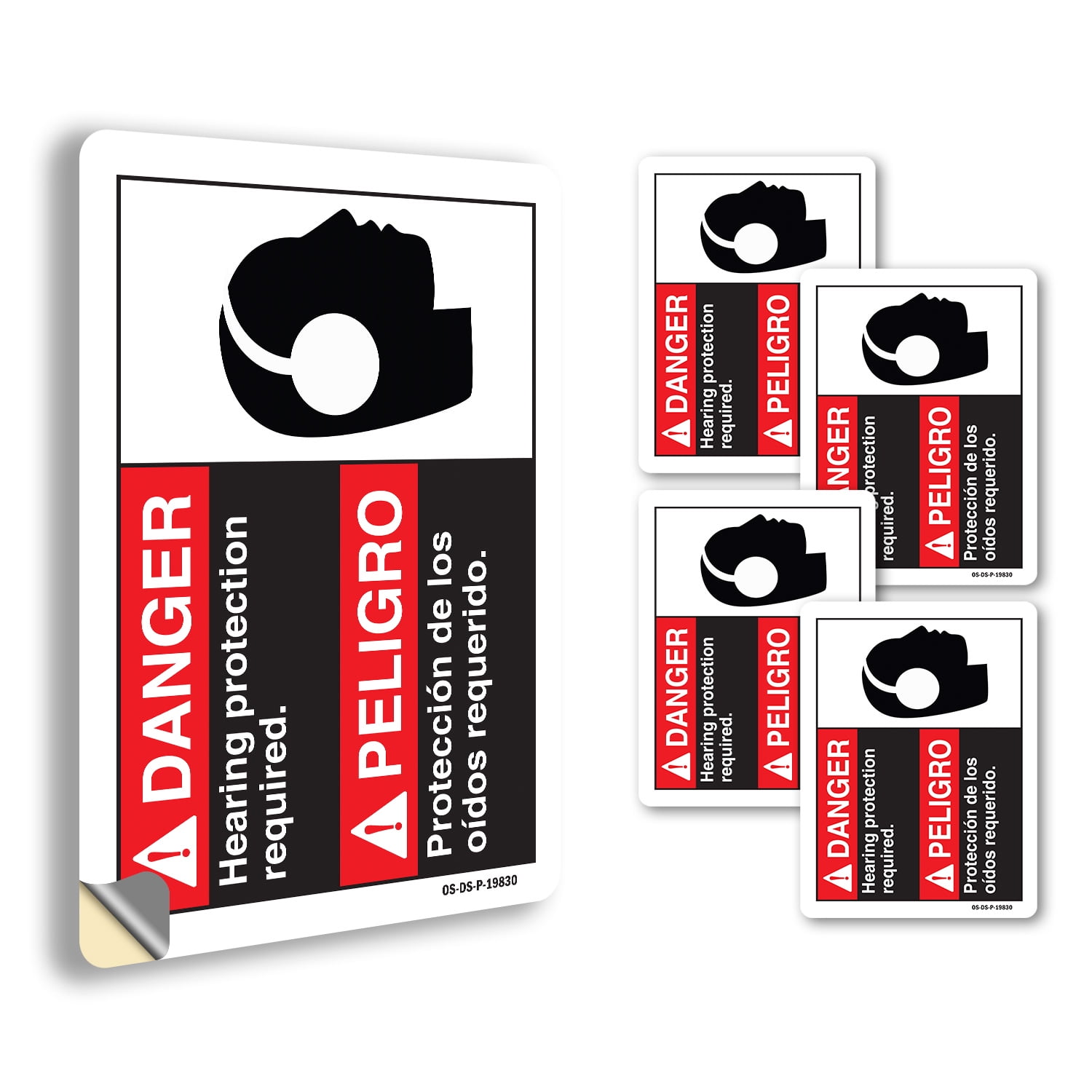 Danger Hearing Protection Required (Bilingual Spanish) ANSI Danger ...