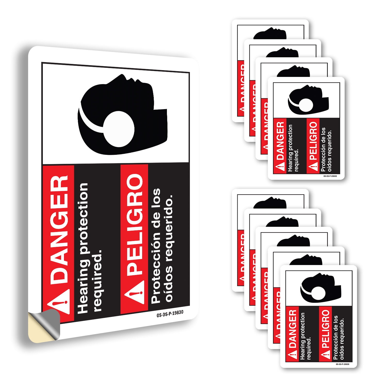 Danger Hearing Protection Required (Bilingual Spanish) ANSI Danger ...