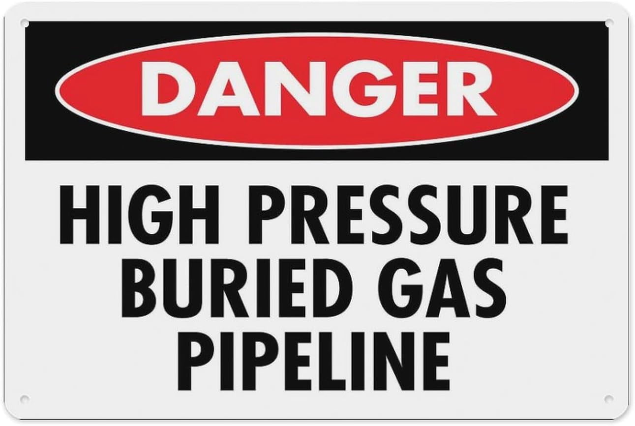 Danger High Pressure Buried Gas Pipeline Sign 8"x12" - Aluminum Tin ...