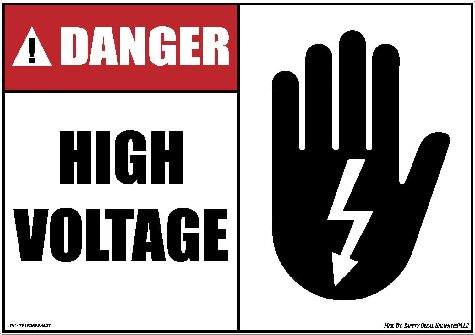 Danger High Voltage ANSI Red Black Electrocution Shock Hazard Injury ...