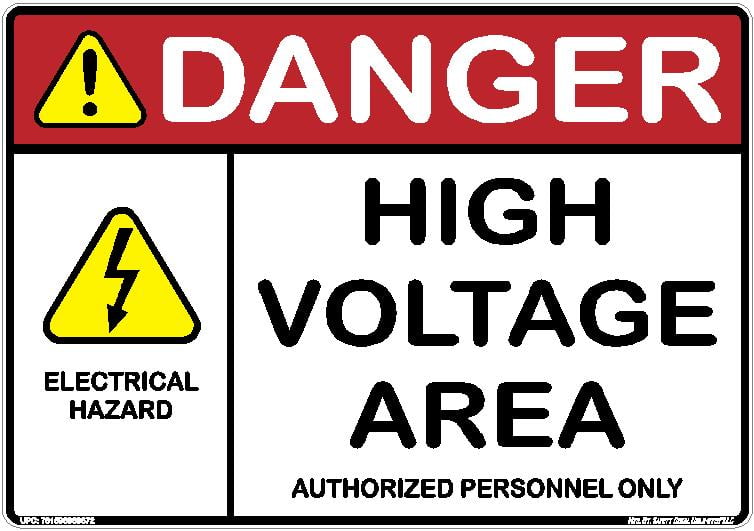 Danger High Voltage Area Electrical Hazard Authorized Personnel Only ...