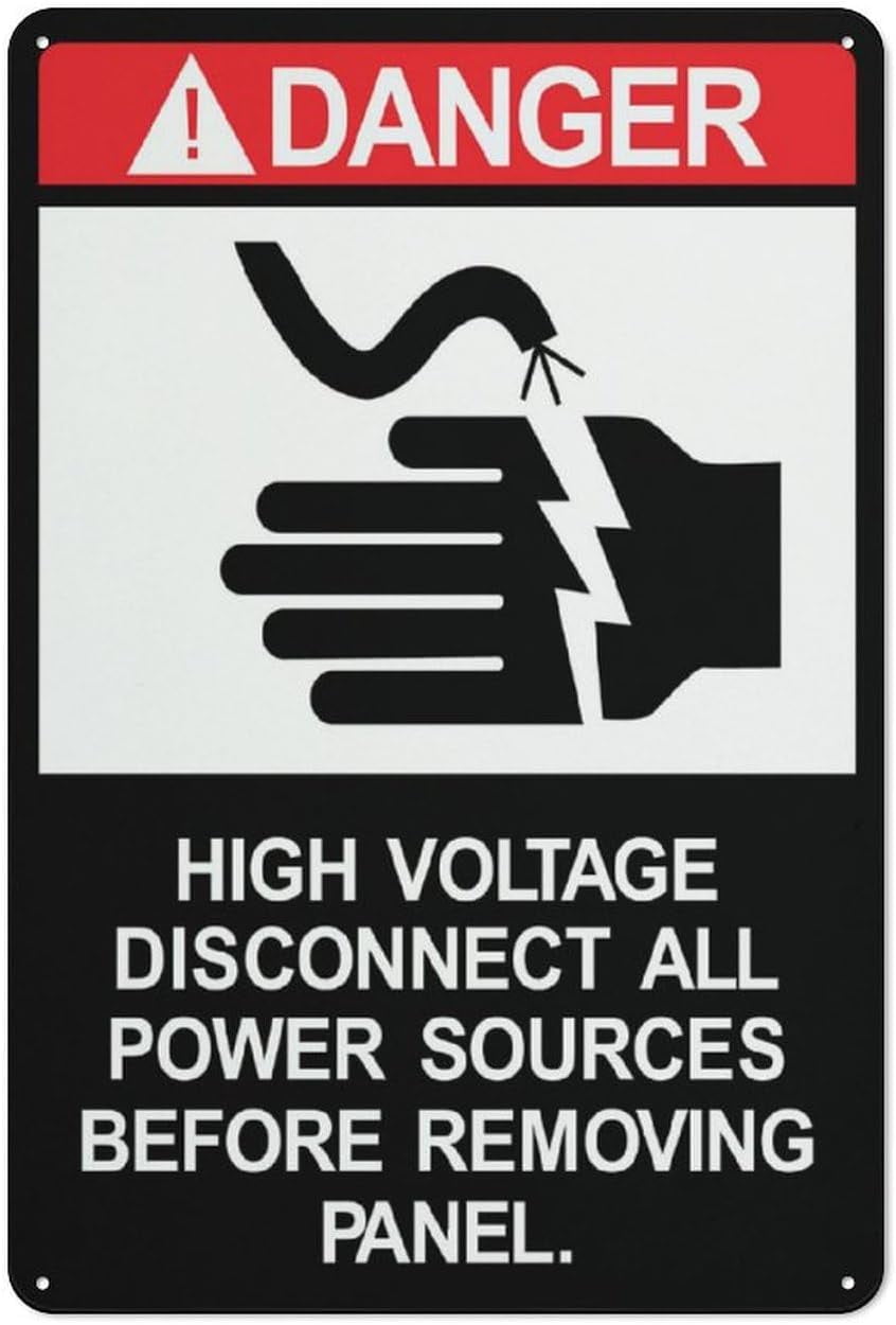 Danger High Voltage Disconnect All Power Sources Before Removing Sign ...