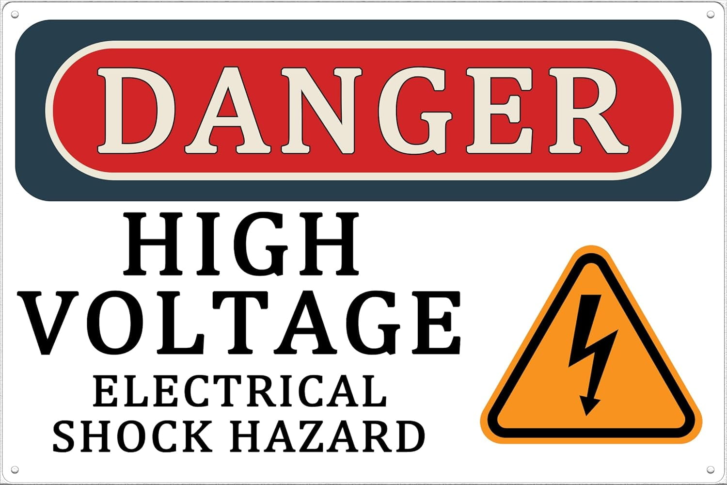 Danger High Voltage Electrical Shock Hazard Funny Metal Tin Sign Wall ...