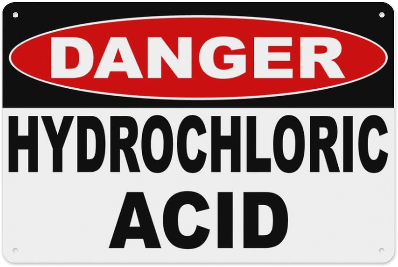 Danger Hydrochloric Acid Sign 8"x12" - Aluminum Tin Warning for Home ...