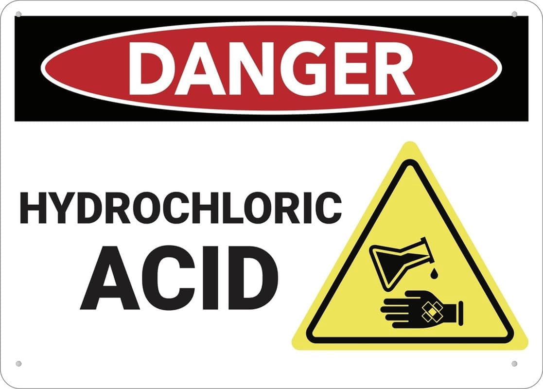 Danger Hydrochloric Acid Sign Signs Outdoor, Uv Printed Aluminum 12 X 8 ...