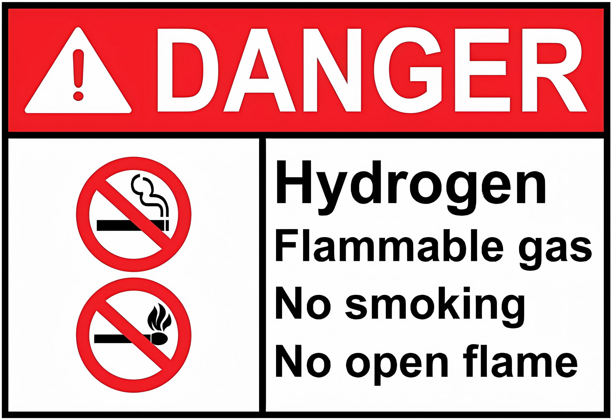 Danger Hydrogen Flammable Gas No Smoking Open Flame Sign - 8"x12 ...