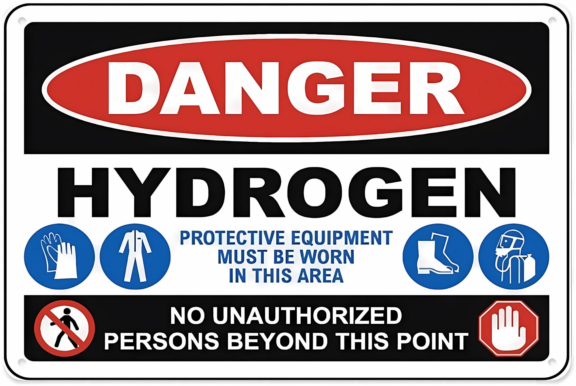 Danger Hydrogen PPE Vintage Sign - 12×8 Inches, Metal Warning Decor ...