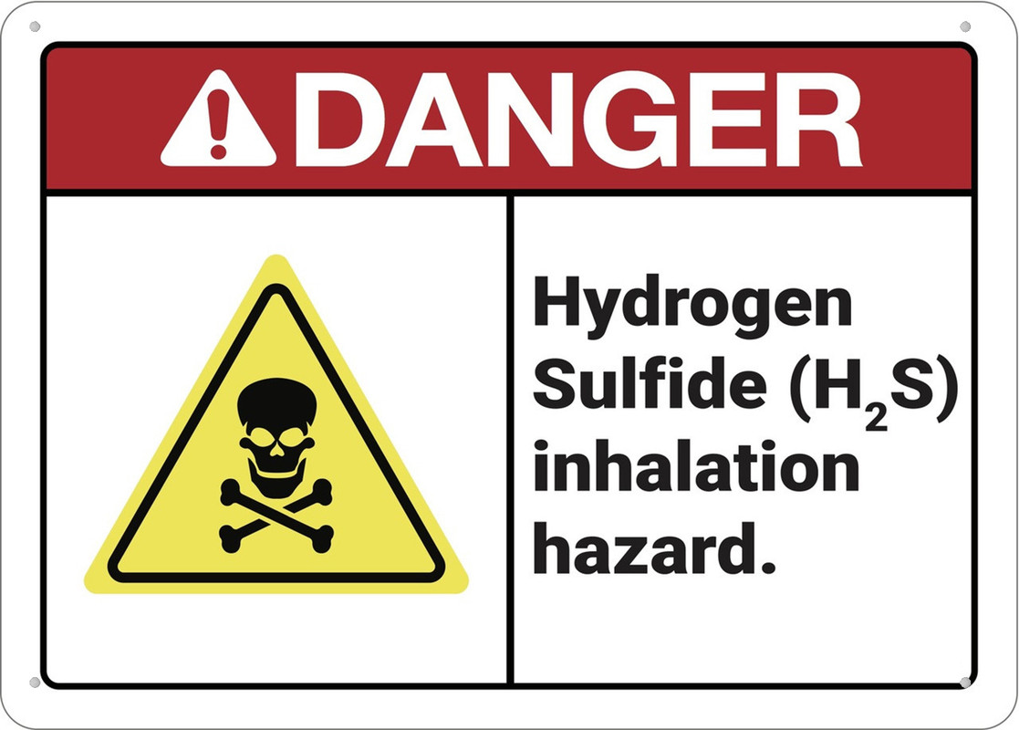 Danger Hydrogen Sulfide Inhalation Hazard Sign 8X12 Inch Rust Free ...