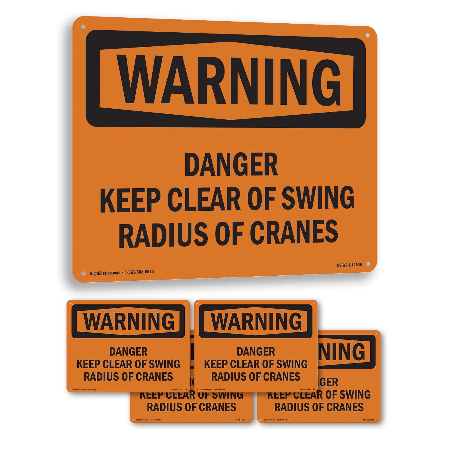 Danger Keep Clear Of Swing Radius OSHA WARNING Rigid Plastic Sign 14 ...
