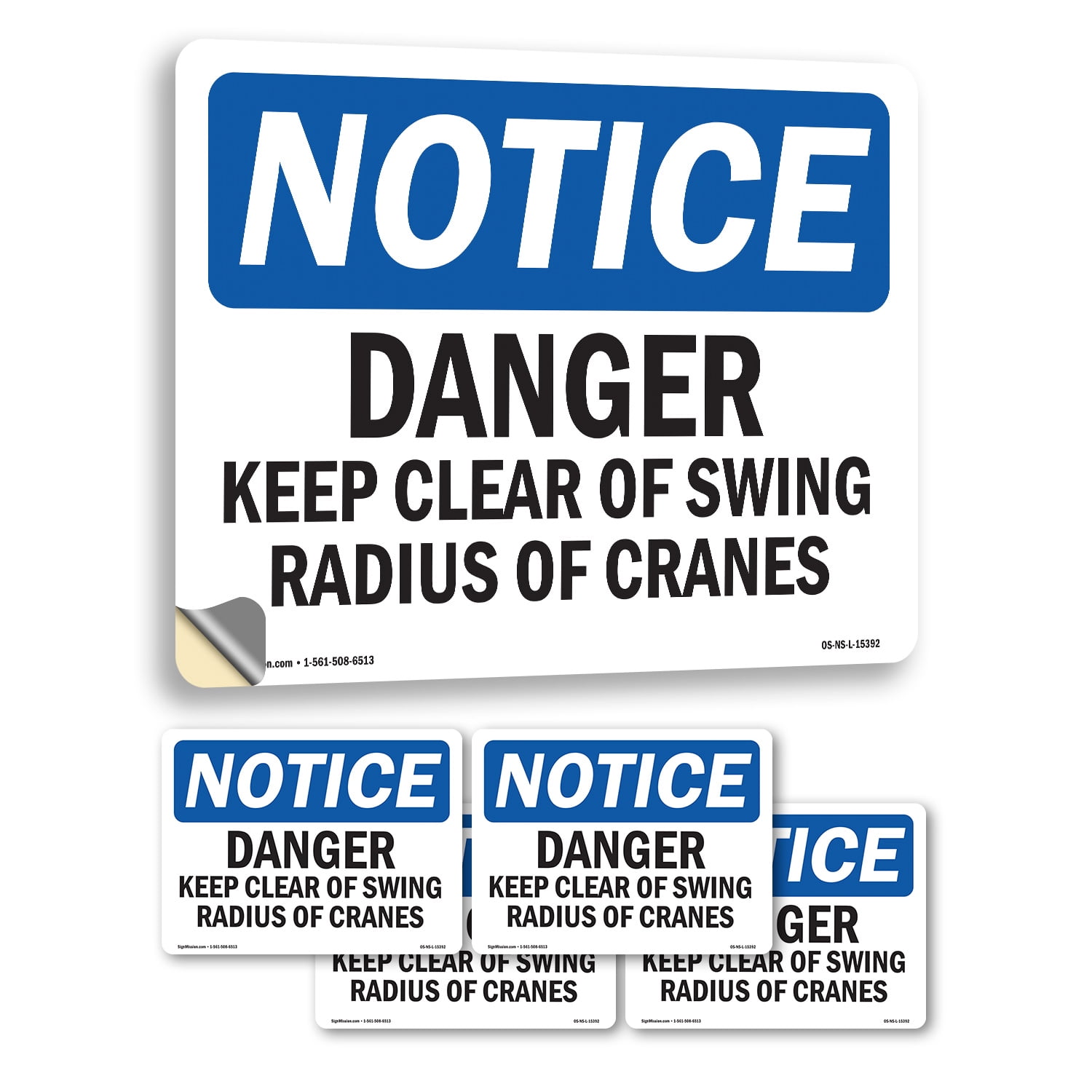 Danger Keep Clear Of Swing Radius Of Cranes OSHA Notice Vinyl Decal ...