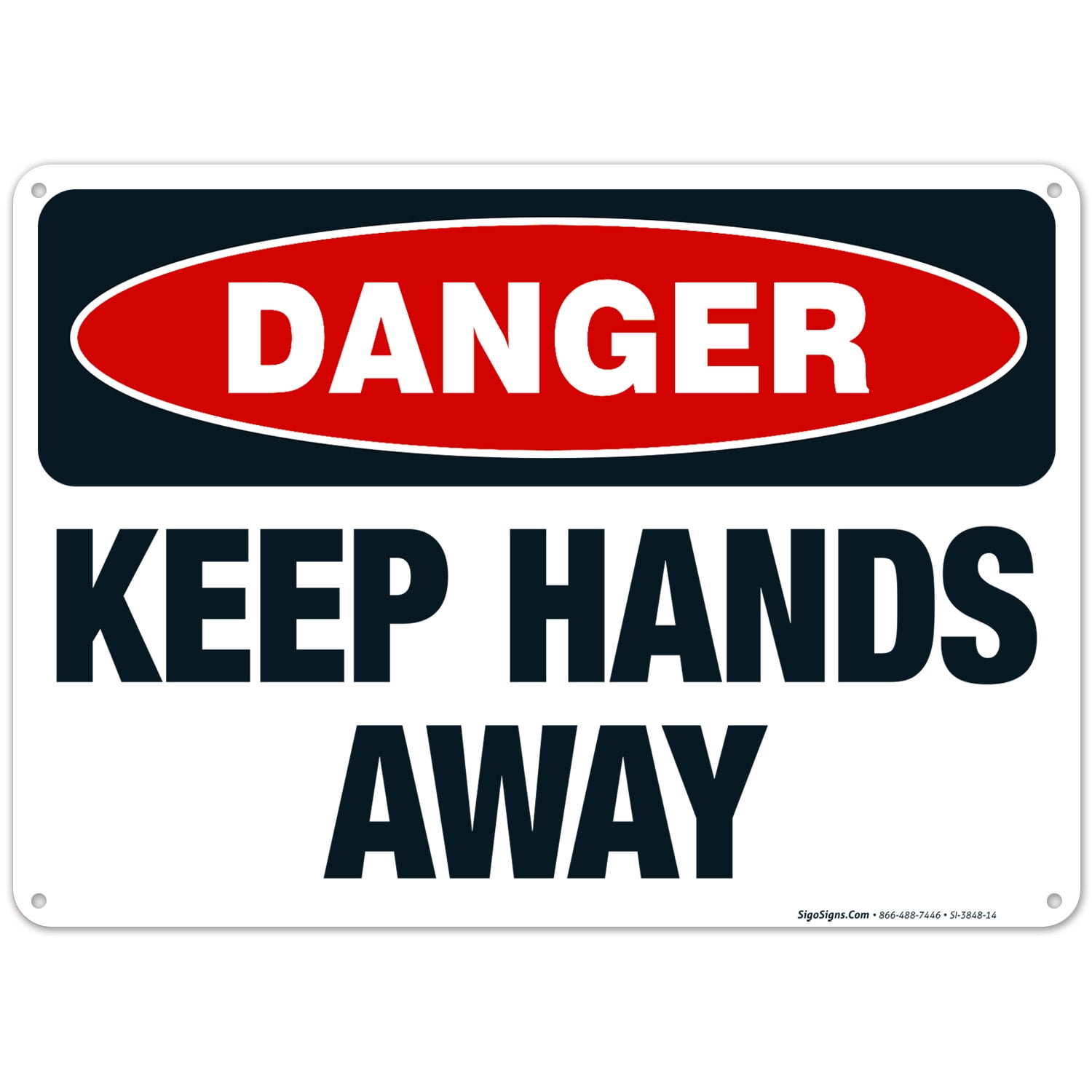 Danger Keep Hands Away Sign, OSHA Danger Sign, 10x14 Aluminum - Walmart ...