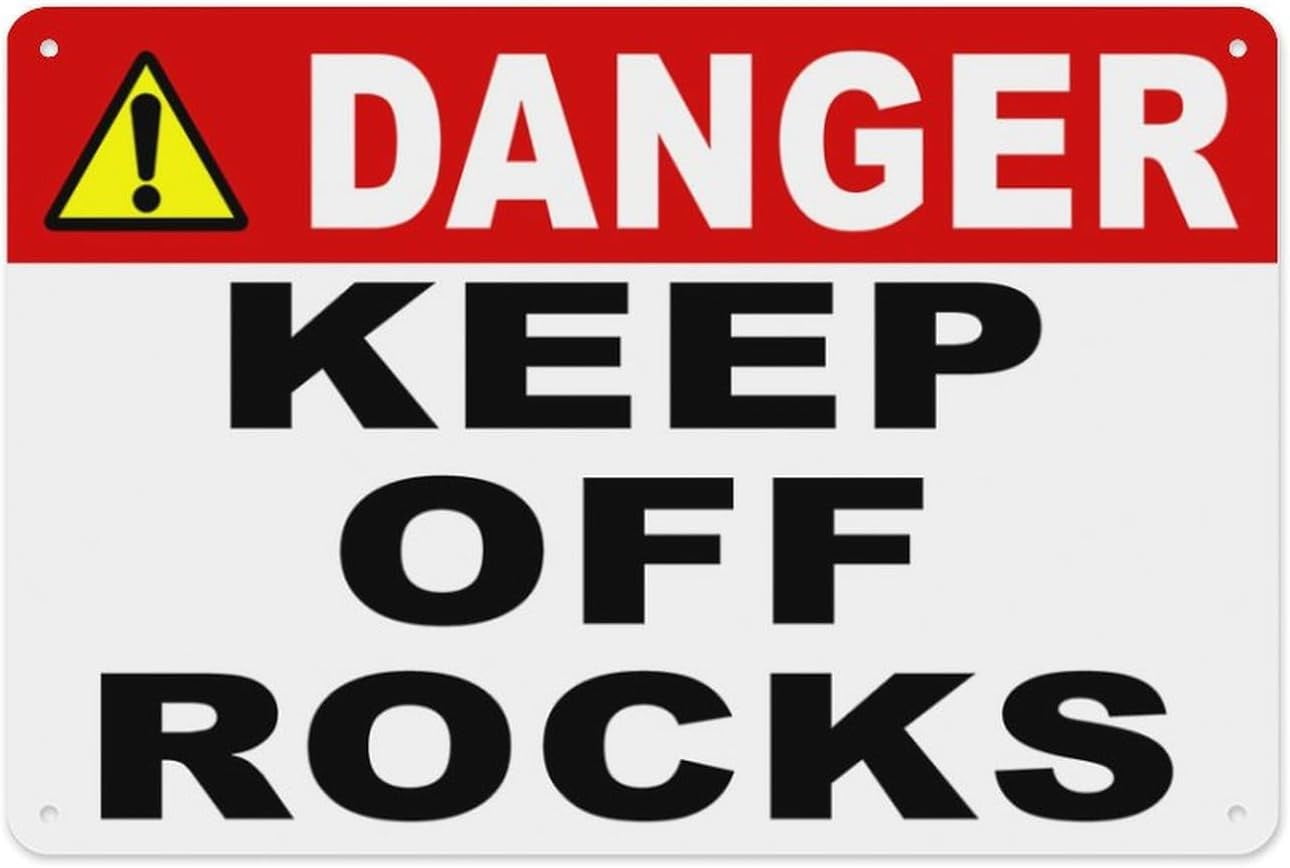 Danger Keep Off Rocks Sign 8"x12" - Aluminum Tin Warning for Home ...