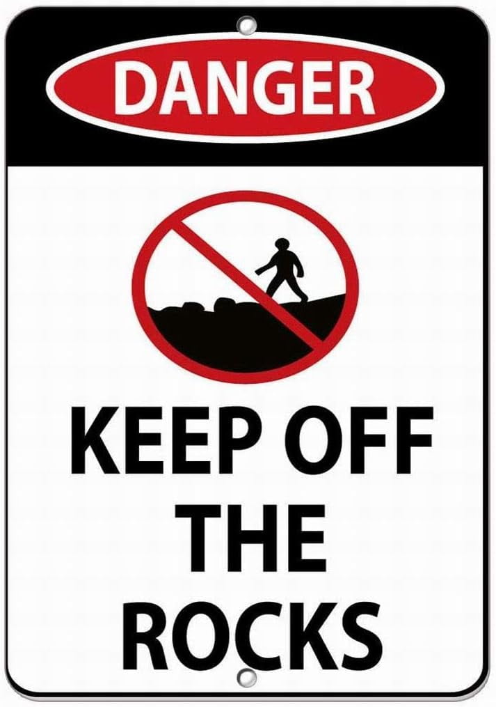 Danger Keep Off The Rocks Hazard Sign Keep Off Signs Warning Sign Tin ...
